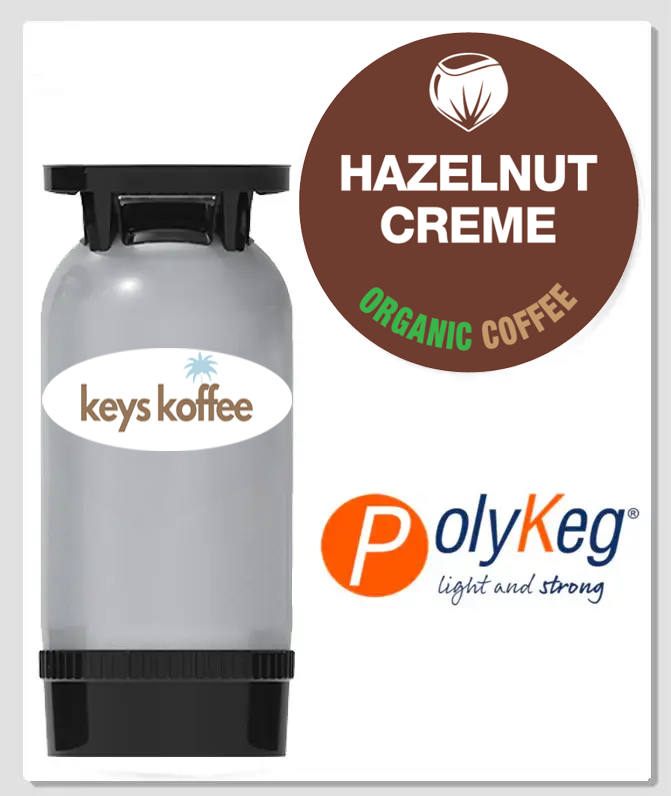 Organic Nitro Hazelnut Creme Coffee BIK 5 Gal BIK PolyKeg - Keys Koffee